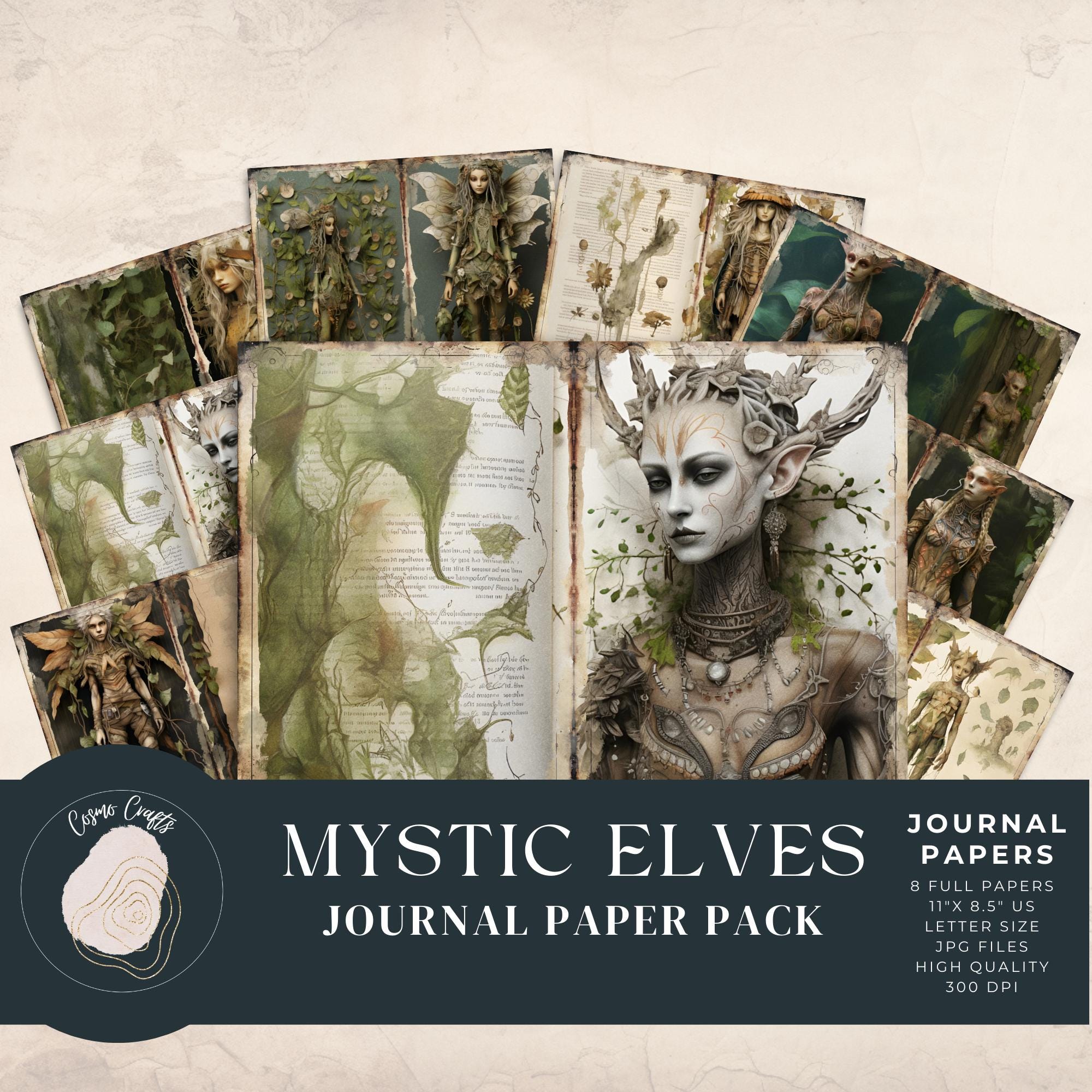 Mystic Elves Printable Junk Journal Papers, Elven Forest Digital Paper ...