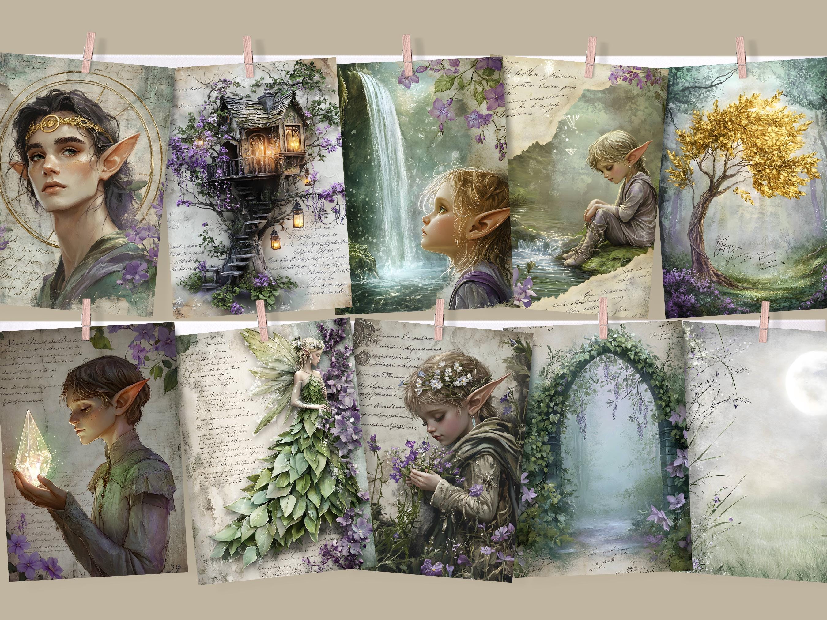 Elves Printable Junk Journal Papers, Elven Forest Digital Paper ...