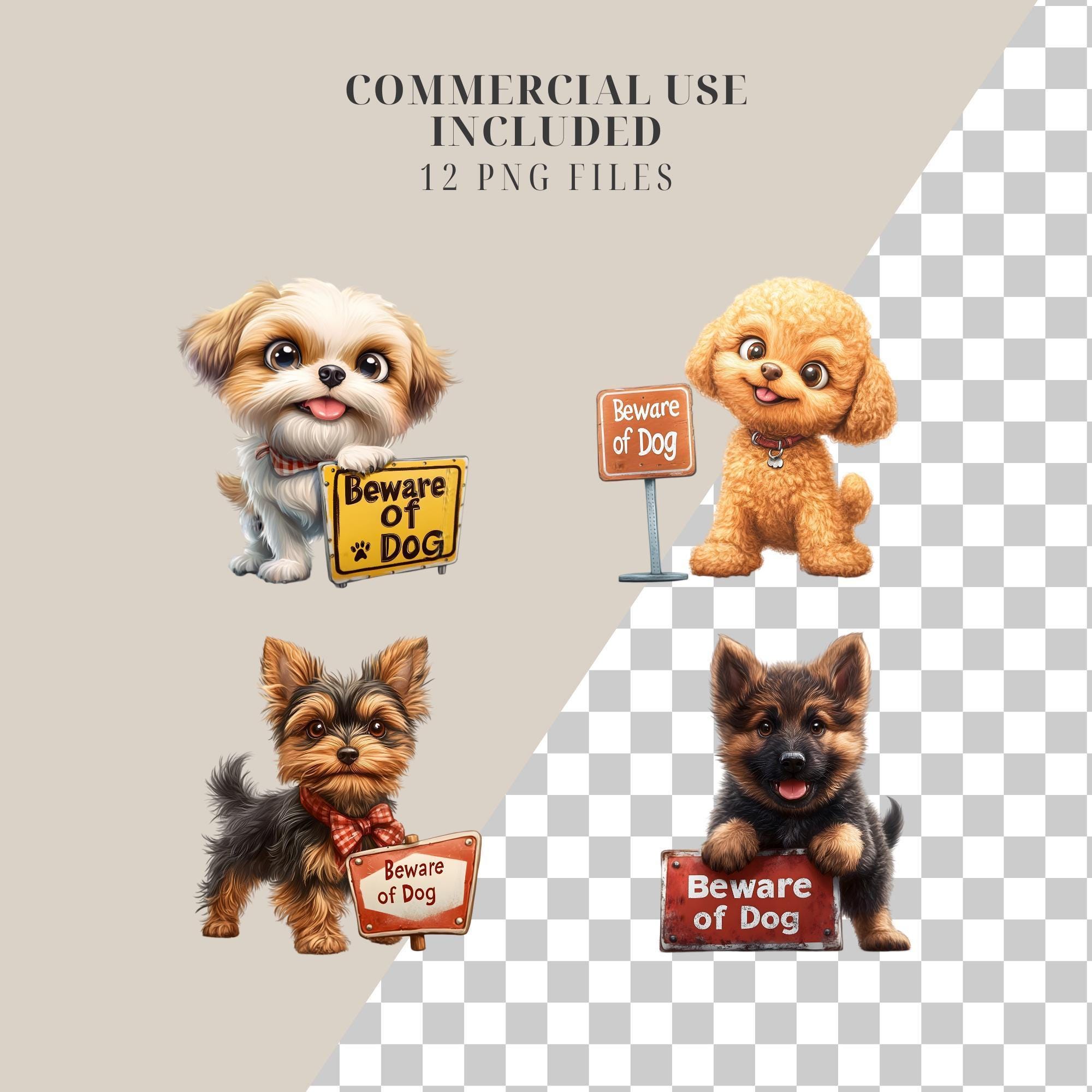 Cute Puppy Beware of Dog Clipart, Adorable Small Dog Breeds PNG, Funny ...