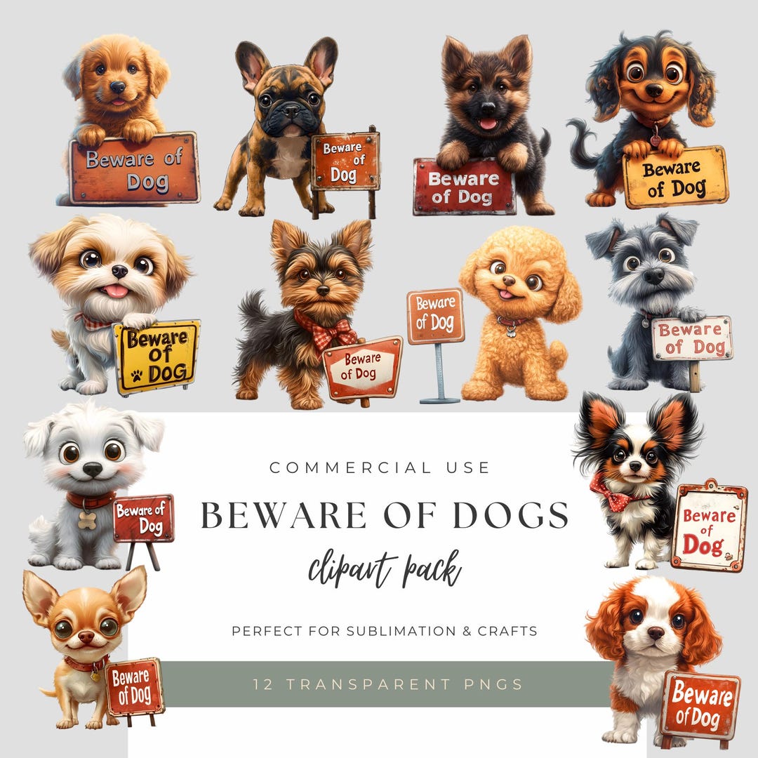 Cute Puppy Beware of Dog Clipart, Adorable Small Dog Breeds PNG, Funny ...