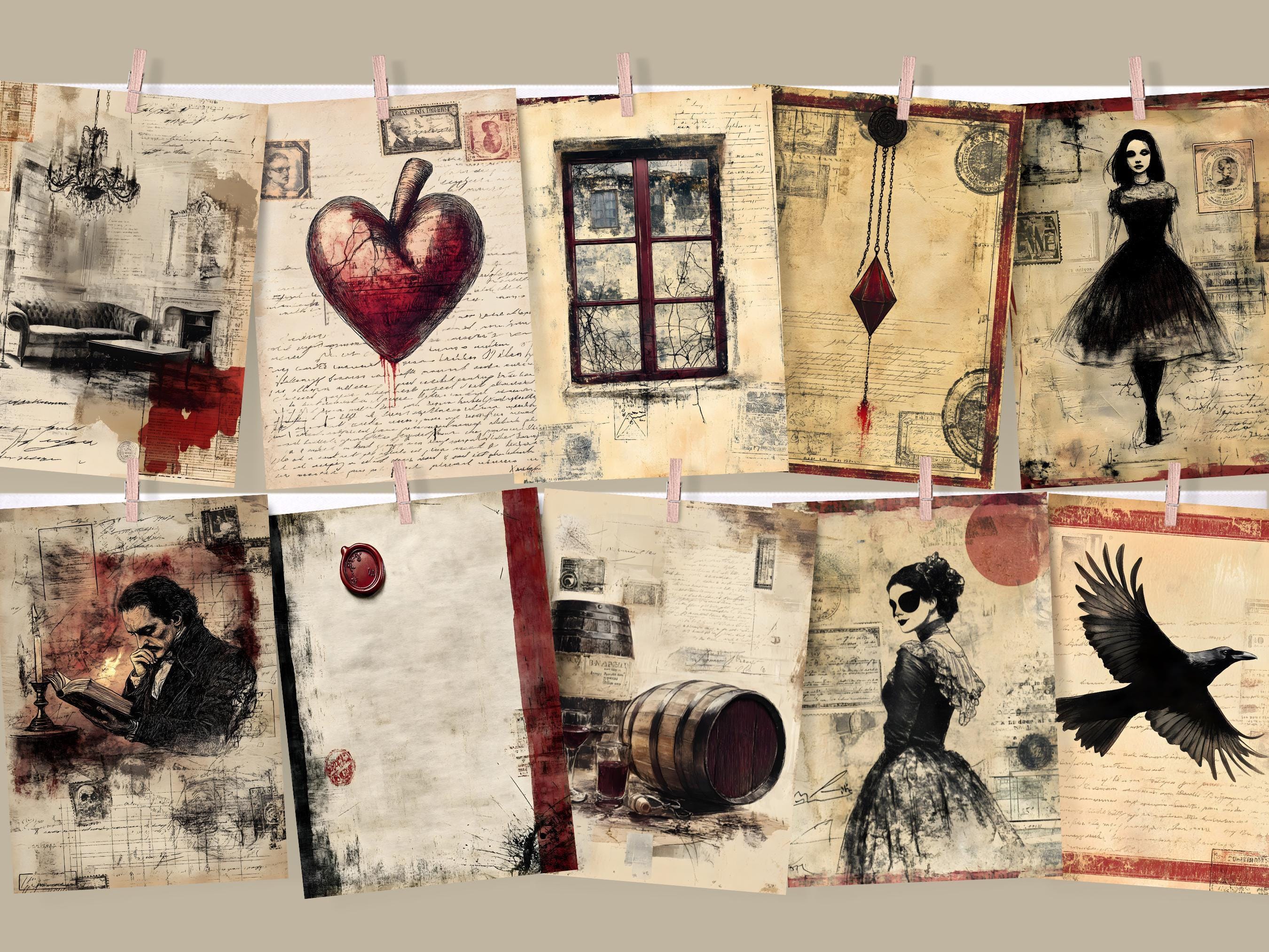 Edgar Allan Poe Printable Junk Journal Papers, Gothic Vintage, the ...