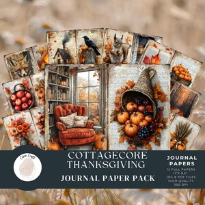 Cottagecore Thanksgiving Printable Junk Journal Papers, Autumn Vintage ...