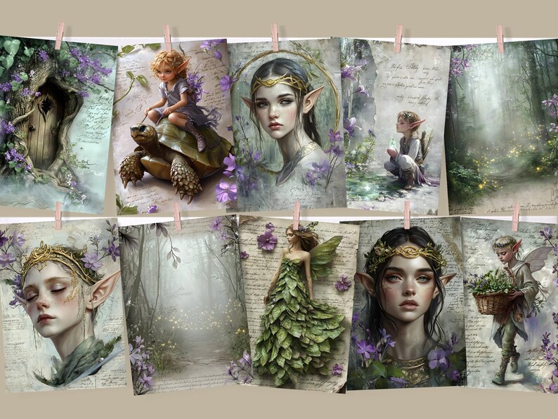 Elves Printable Junk Journal Papers, Elven Forest Digital Paper ...