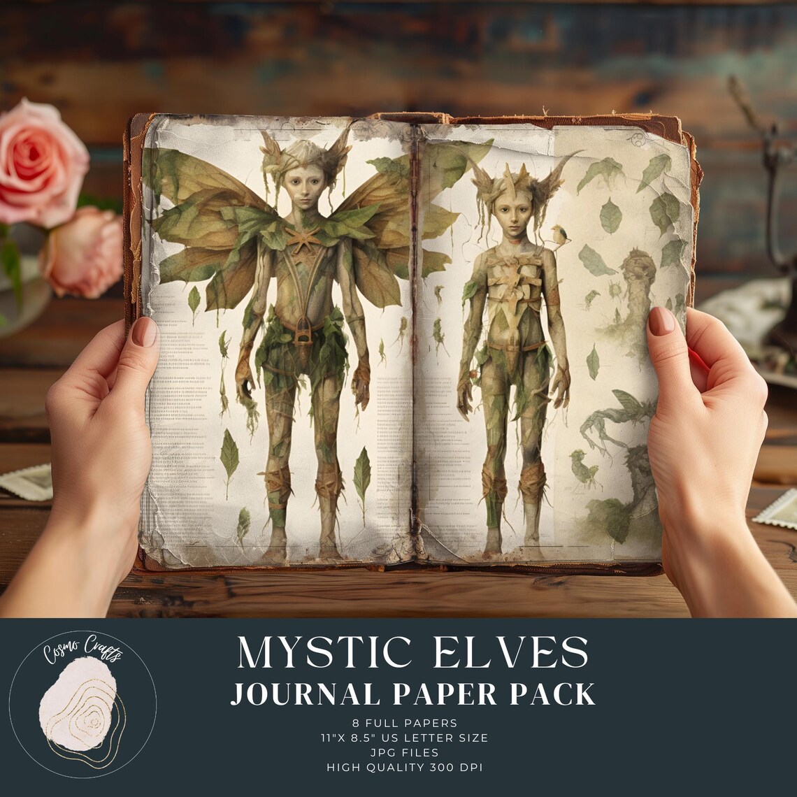 Mystic Elves Printable Junk Journal Papers, Elven Forest Digital Paper ...