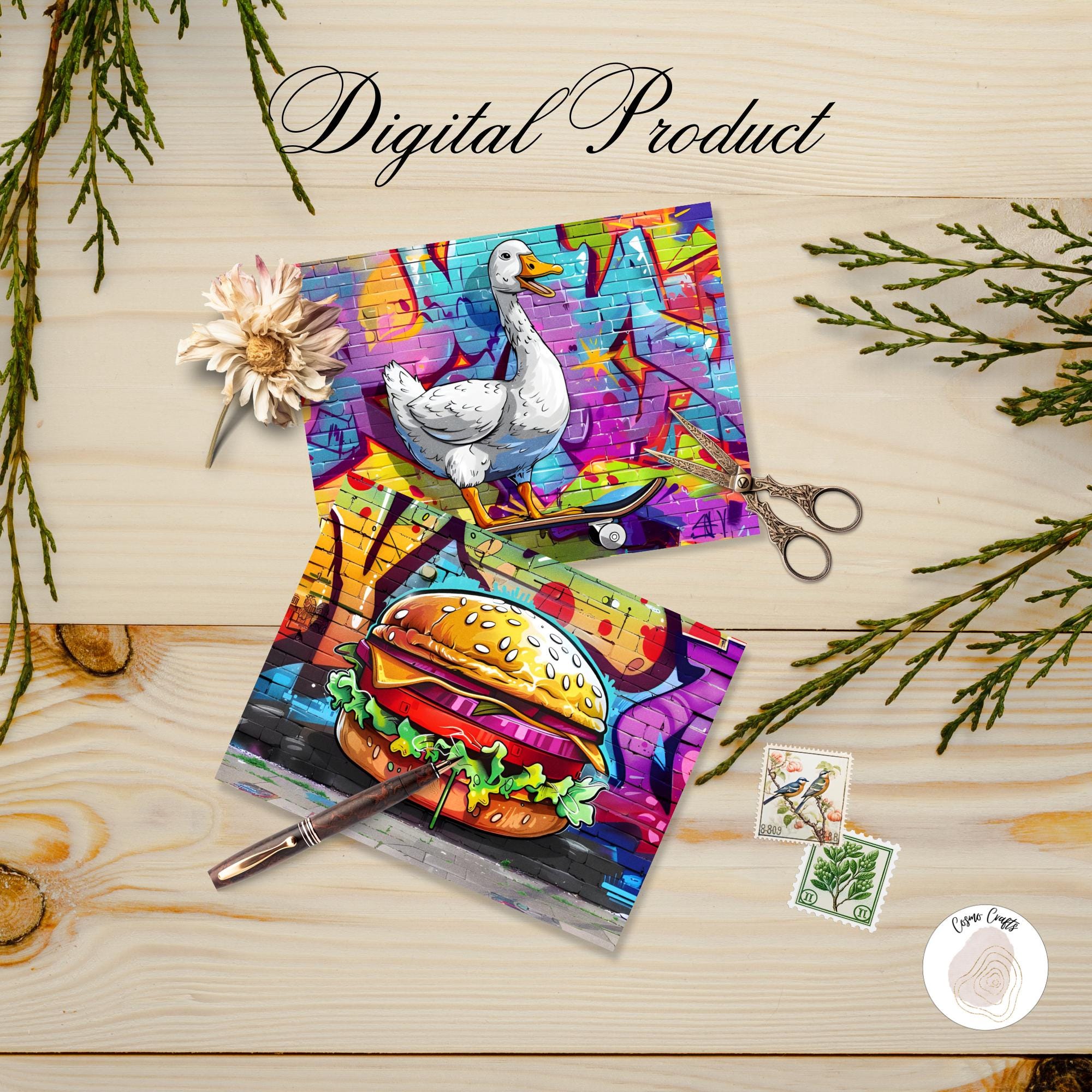 Funky Graffiti Printable Junk Journal Papers, Street Art Digital Papers ...