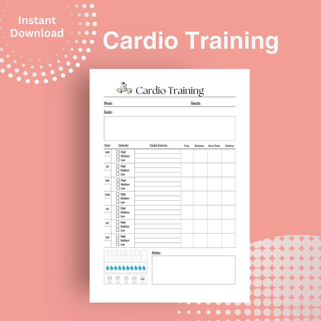 Fitness Planner Template for Cardio Training Progress Tracker HIIT ...