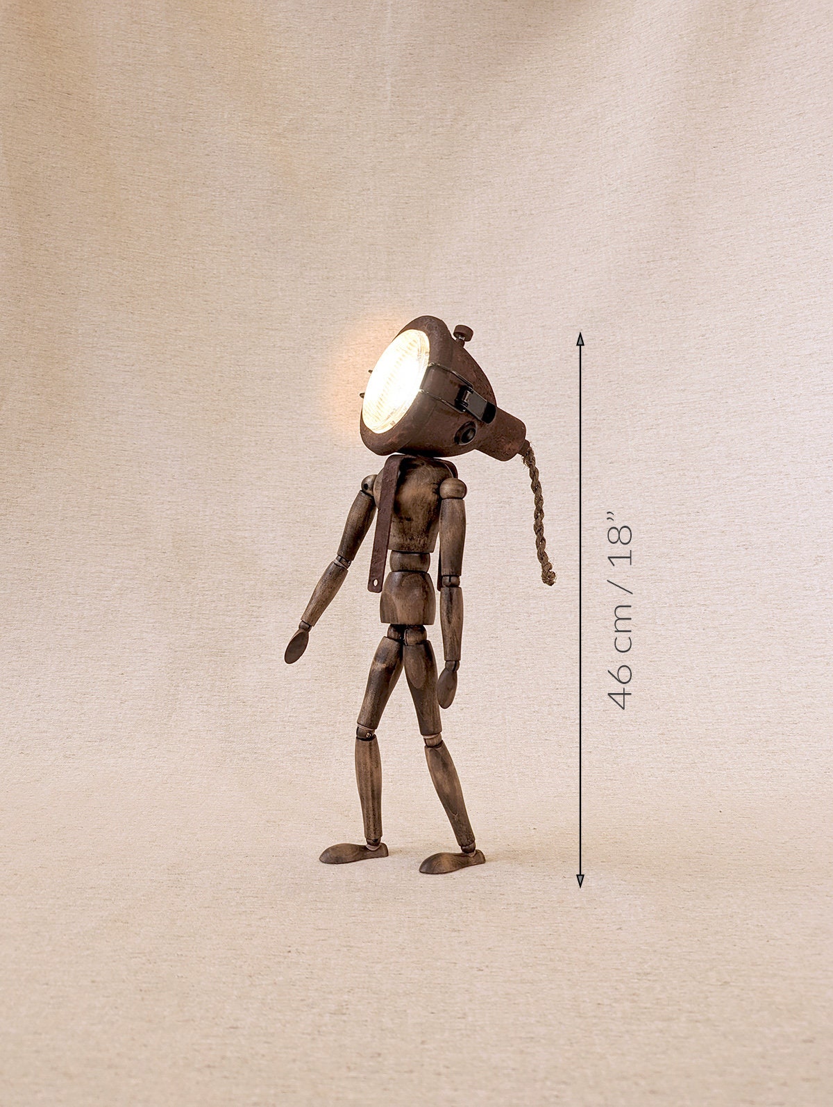 WOODEN MAN LAMP, Rust Color, Portable Battery-powered Lamp, Unique Lamp ...