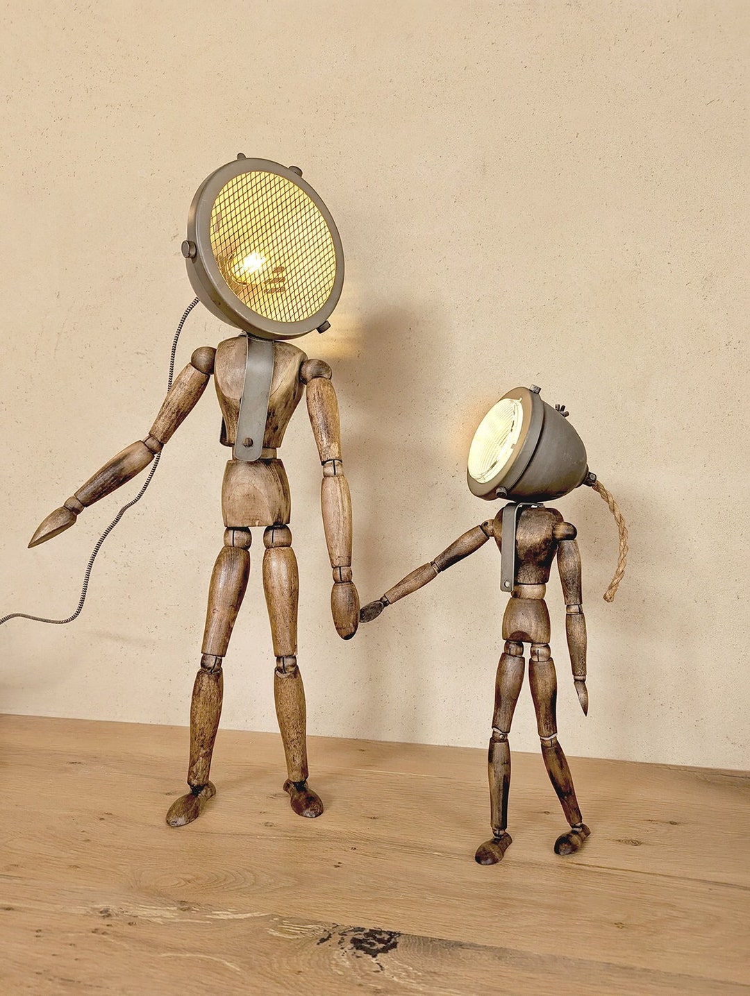 Large WOODEN MAN LAMP, Natural Wood, Large Lamp, Unique Lamp ...