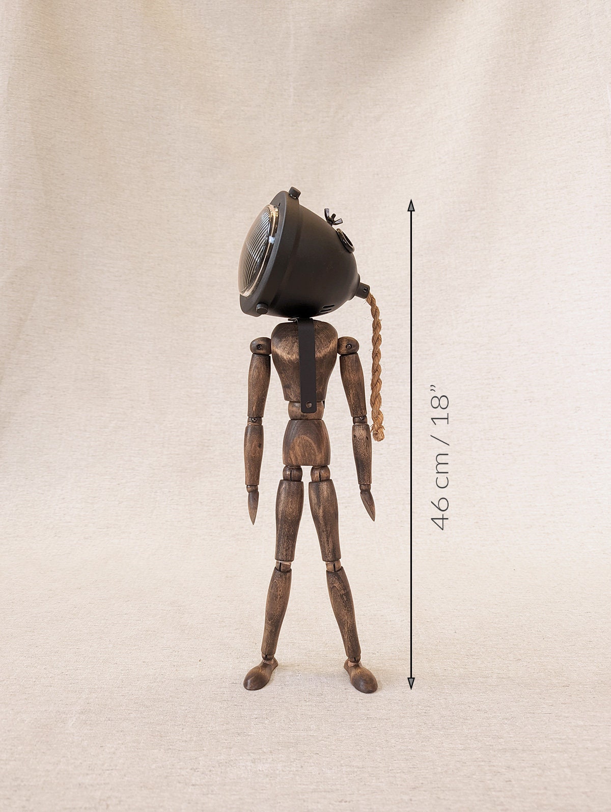 WOODEN MAN LAMP, Black Color, Portable Battery-powered Lamp, Unique ...