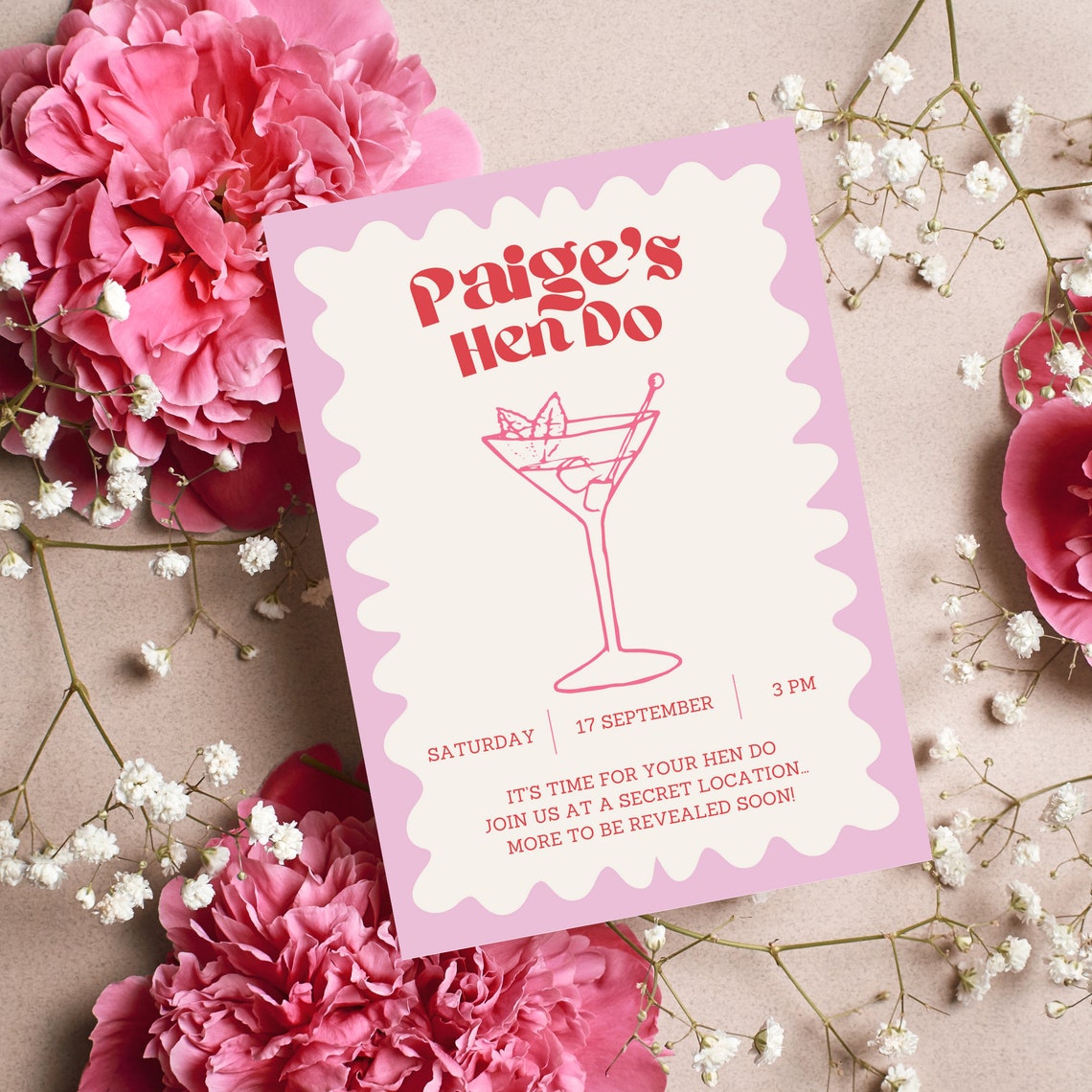 Pink Hen Party Invitation Hen Party Invitation for the Bride, Hen Do ...