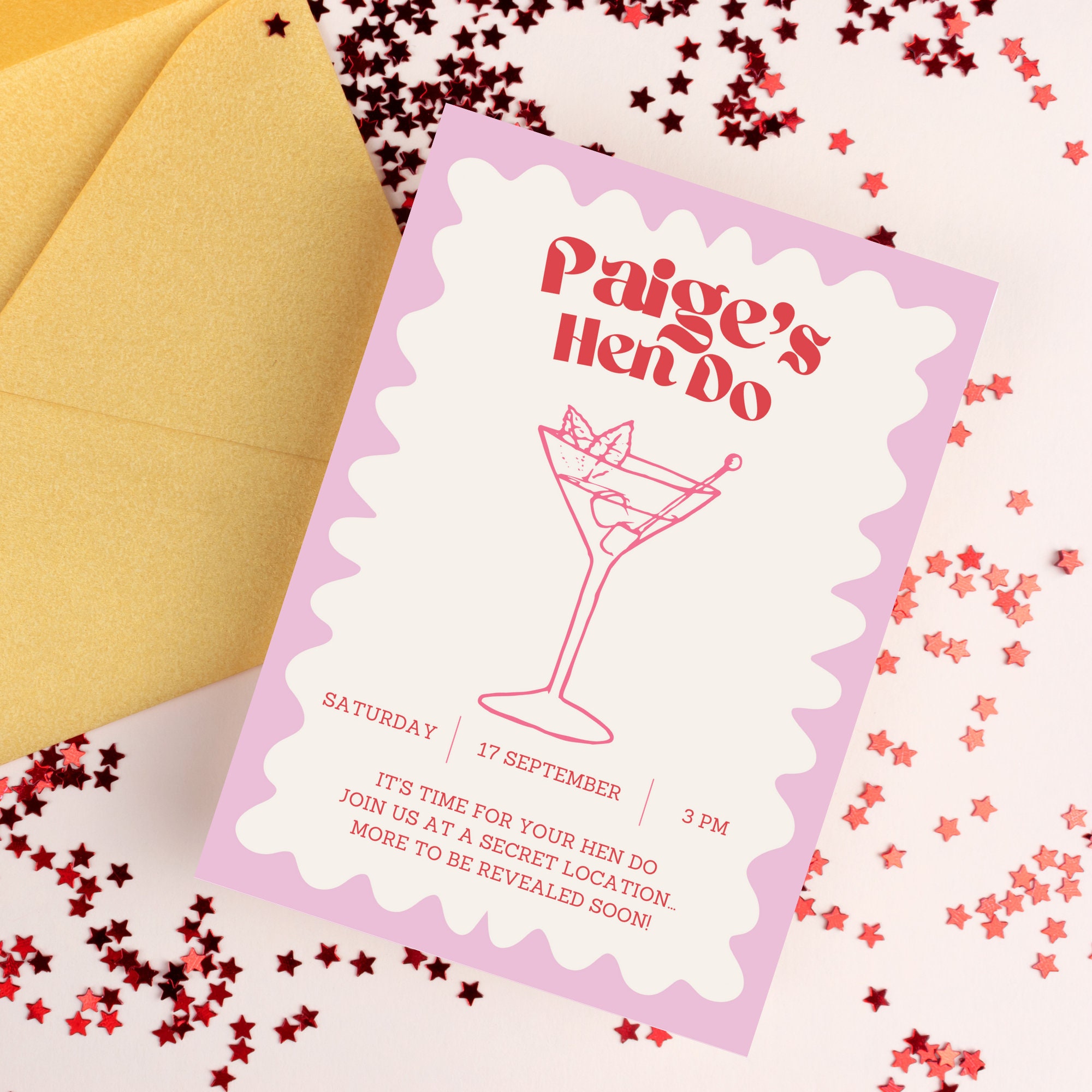 Pink Hen Party Invitation Hen Party Invitation for the Bride, Hen Do ...