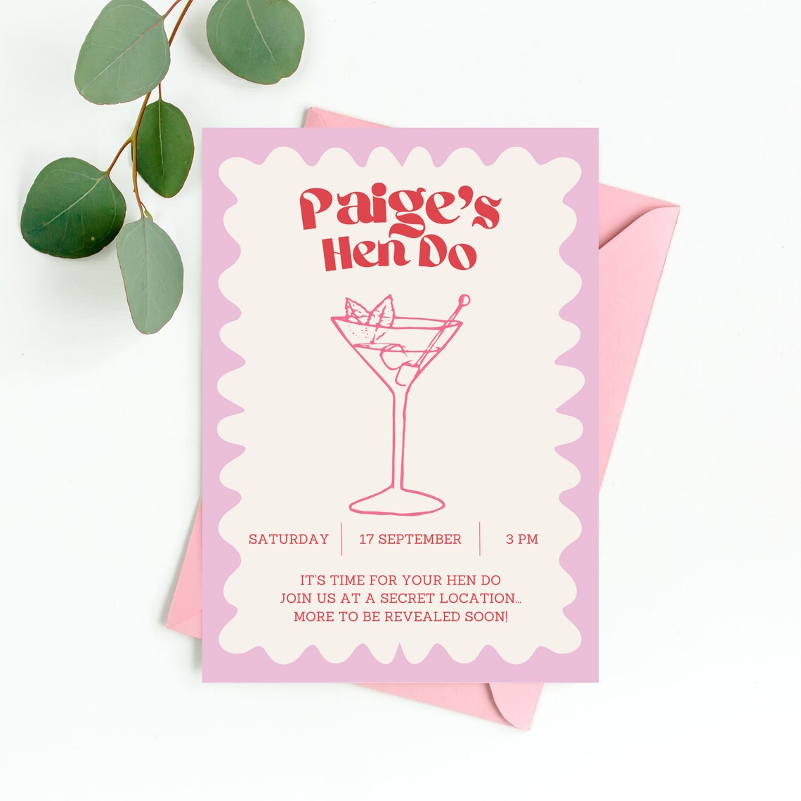 Pink Hen Party Invitation Hen Party Invitation for the Bride, Hen Do ...