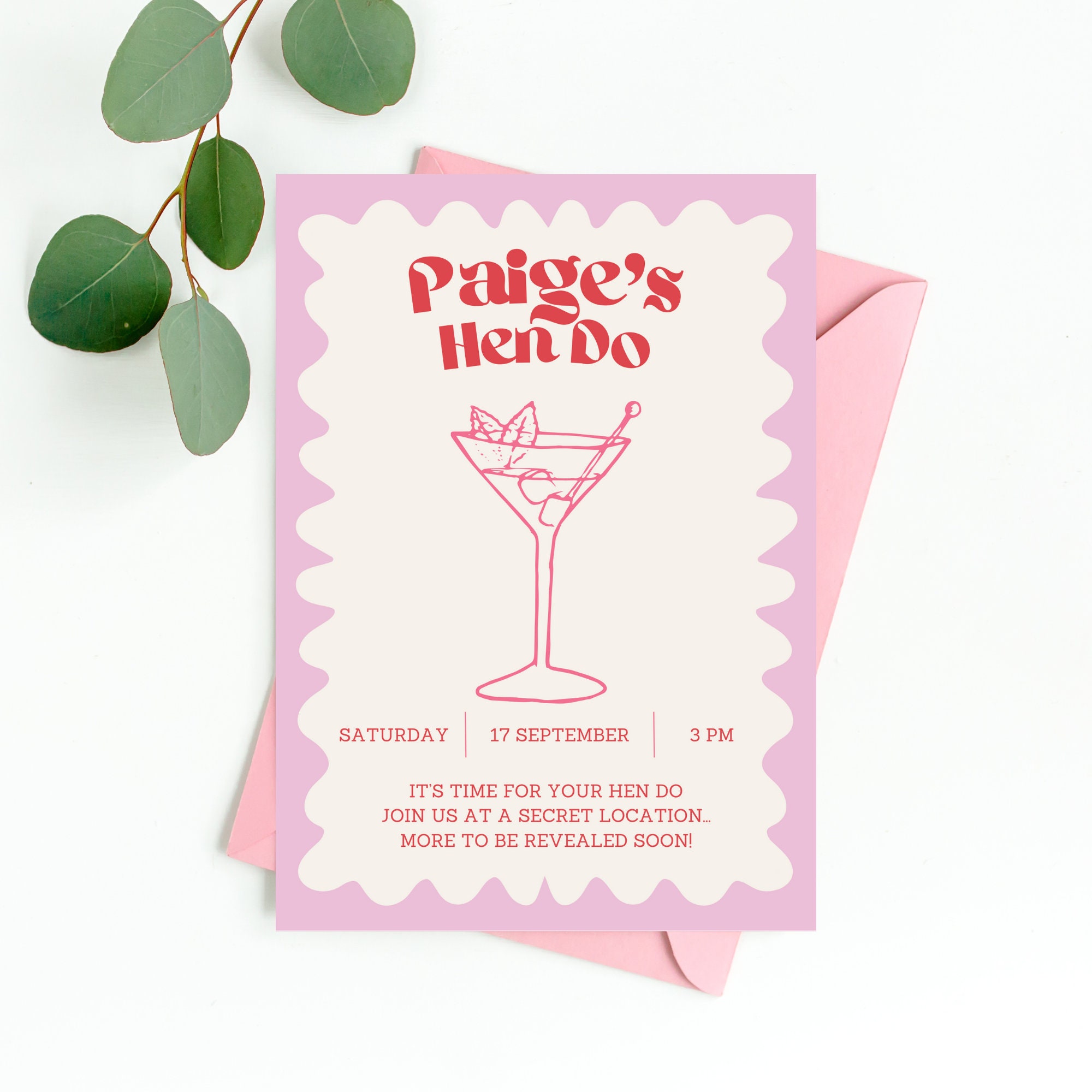 Pink Hen Party Invitation Hen Party Invitation for the Bride, Hen Do ...