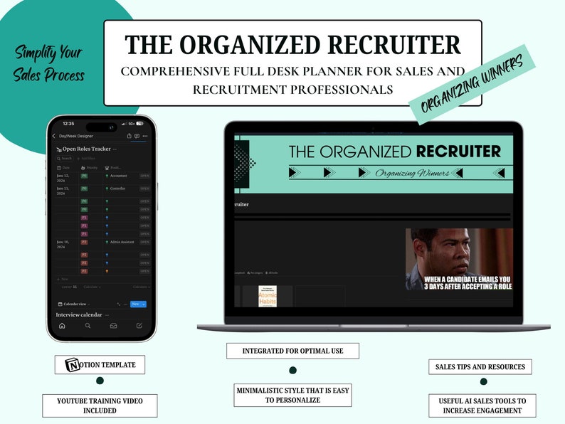 The Organized Recruiter Daily Work and Personal Planner - Applicant ...