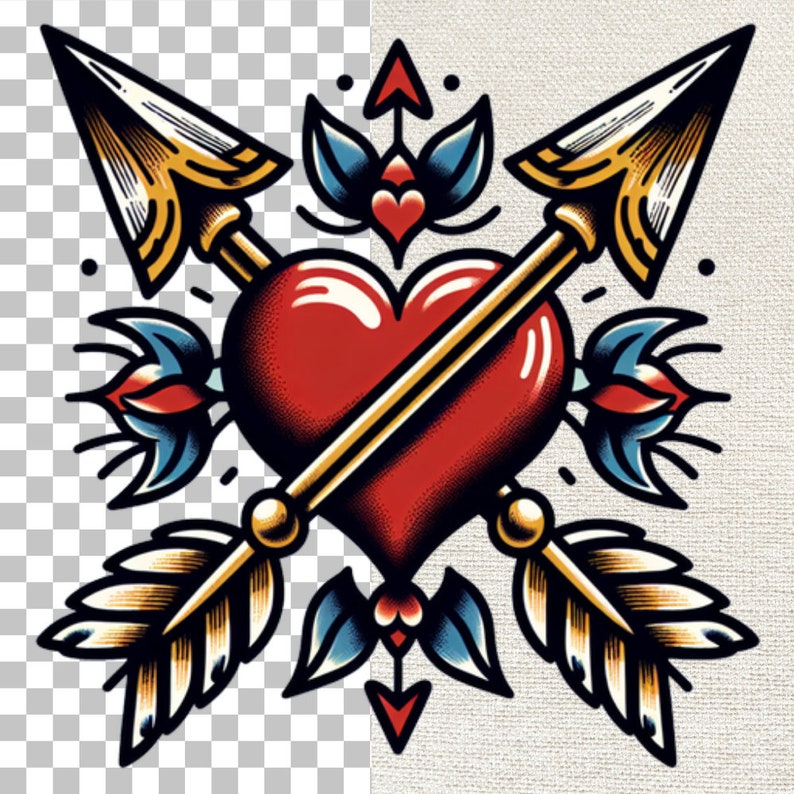 Two Crossed Arrows Over a Heart Transparent PNG Graphic Digital ...