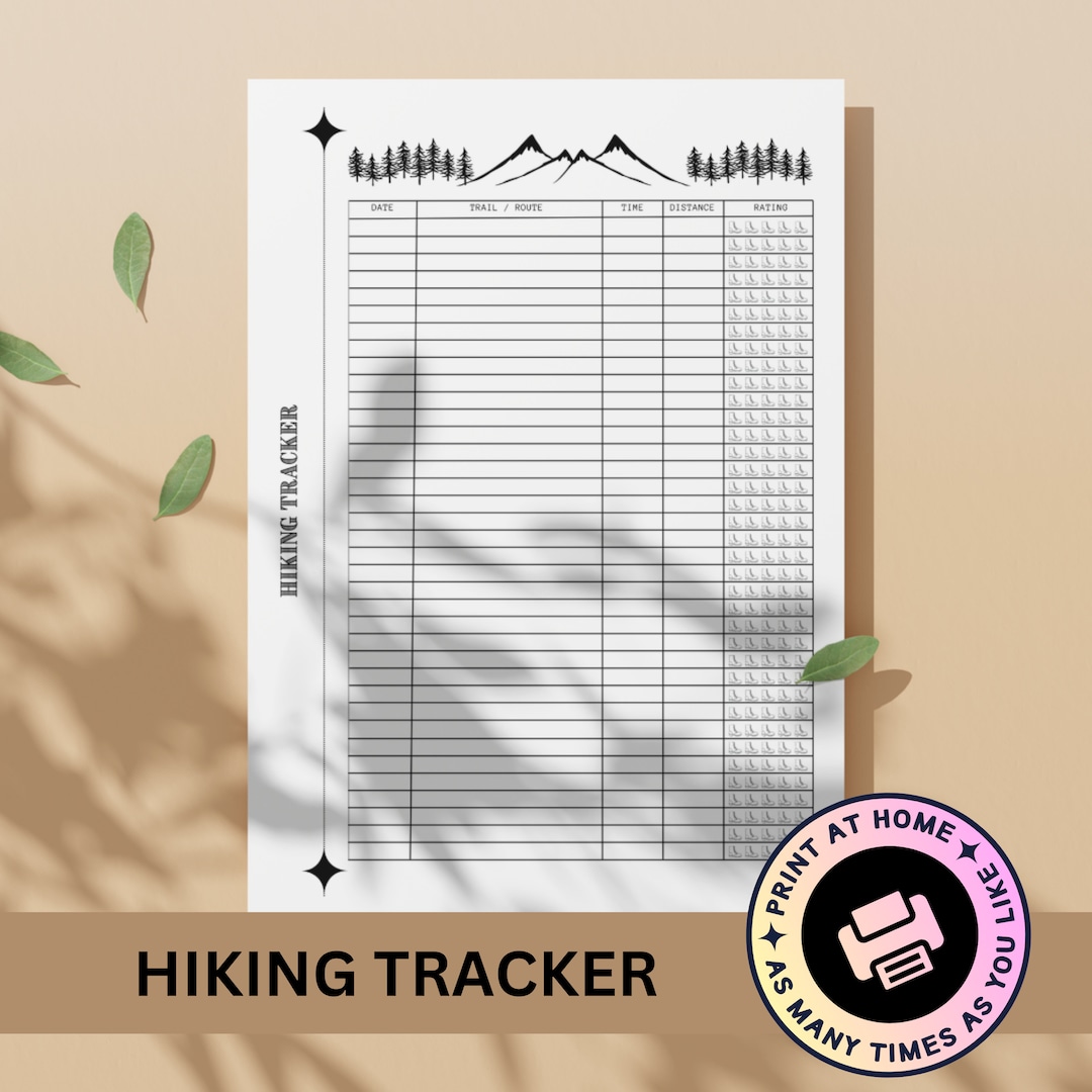 Hiking Log A5 Printable Journal Page Walk Tracker Trails Tracker Hiking ...