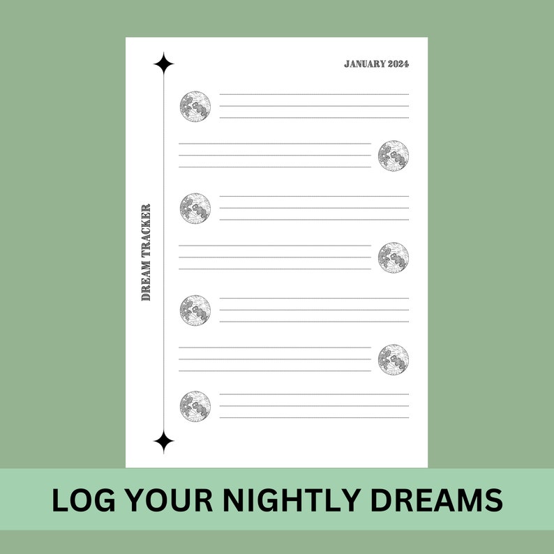 Dream Journal & Sleep Tracker A5 Printable Dream Log Diary ...