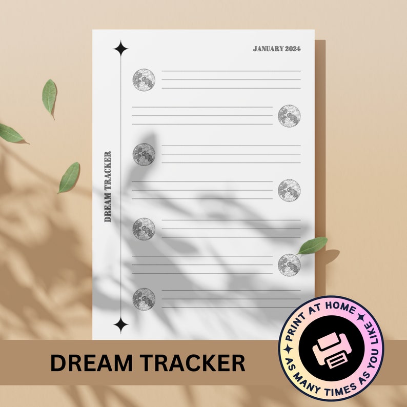 Dream Journal & Sleep Tracker A5 Printable Dream Log Diary ...