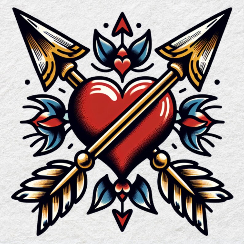 Two Crossed Arrows Over a Heart Transparent PNG Graphic Digital ...