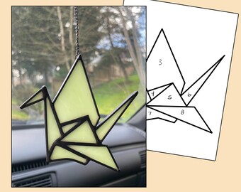 Origami Paper Crane, 2D, Stained Glass Pattern, Suncatcher, Wall ...