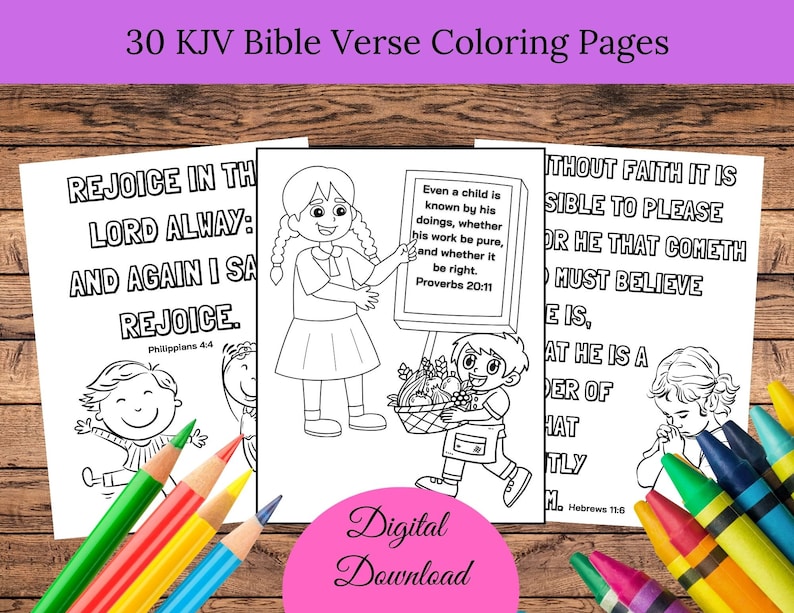 30 KJV Bible Verse Coloring Pages - Digital Download - Etsy Australia