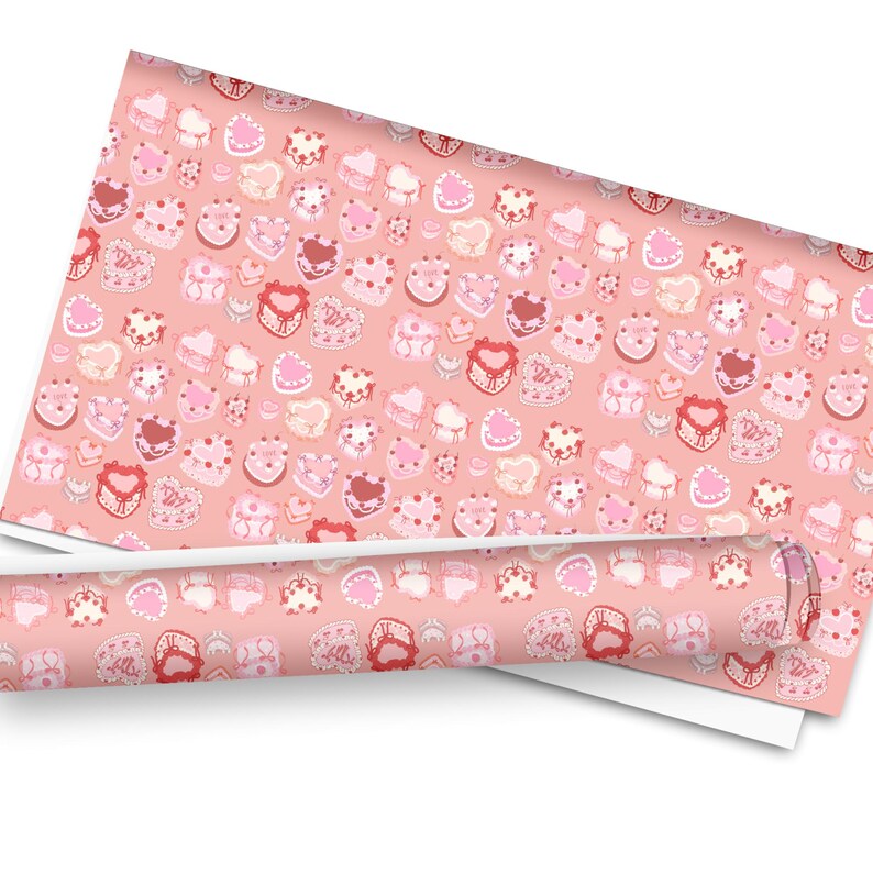 Papel de regalo para San Valentín, con diseño de corazón y dulces ...