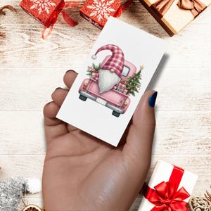 Pink Christmas Gnomes in Vintage Truck PNG Clipart, Christmas Gnome and ...
