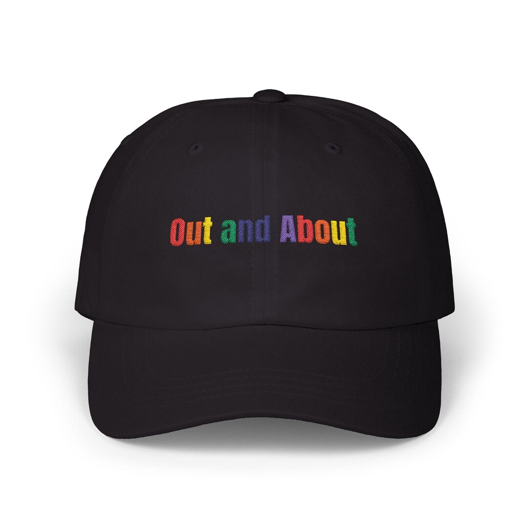 Out and About Pride Hat, LGBTQ Embroidered Rainbow Cap, Embroidered ...
