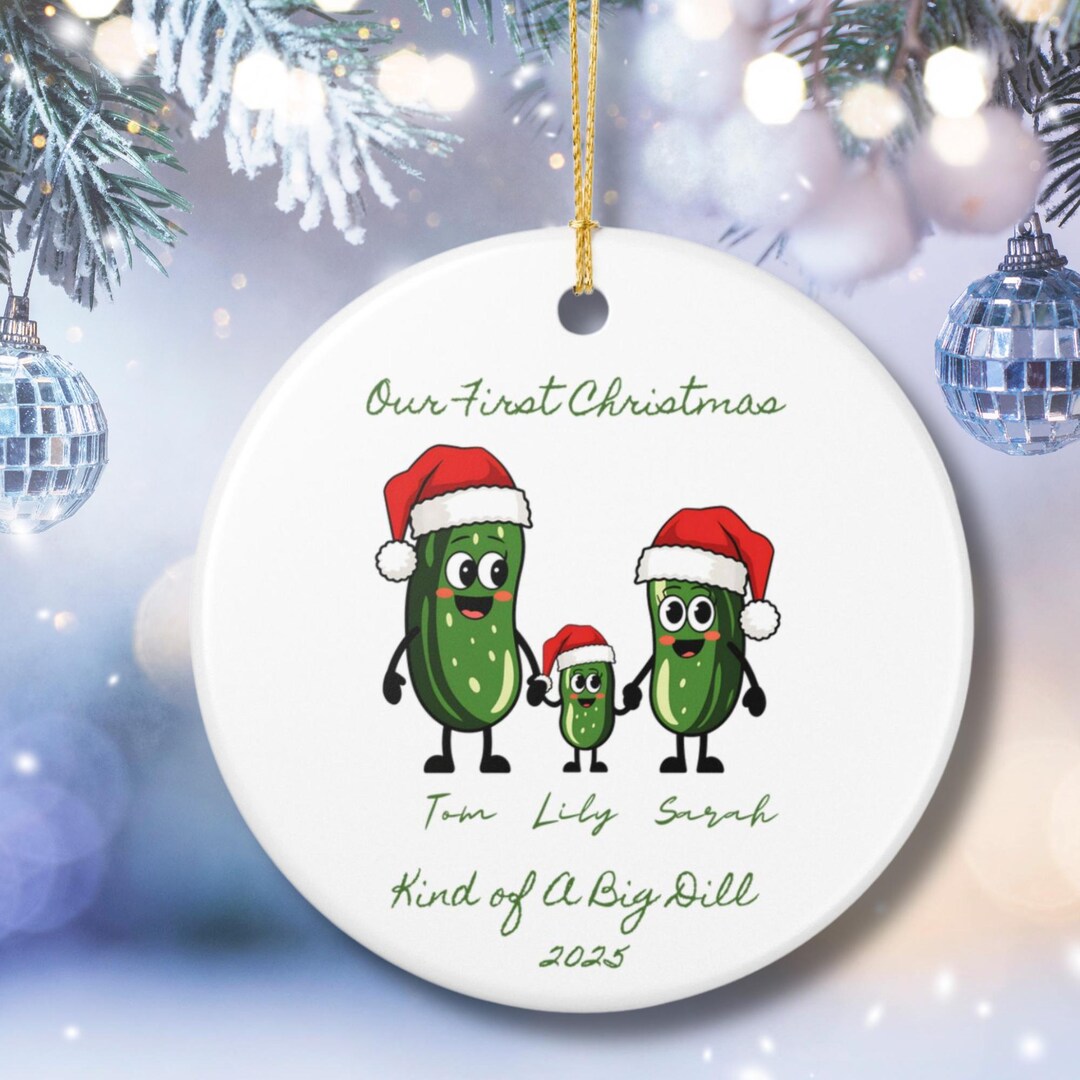 Personalized Family Christmas Ornament, Customizable Pickle Theme ...