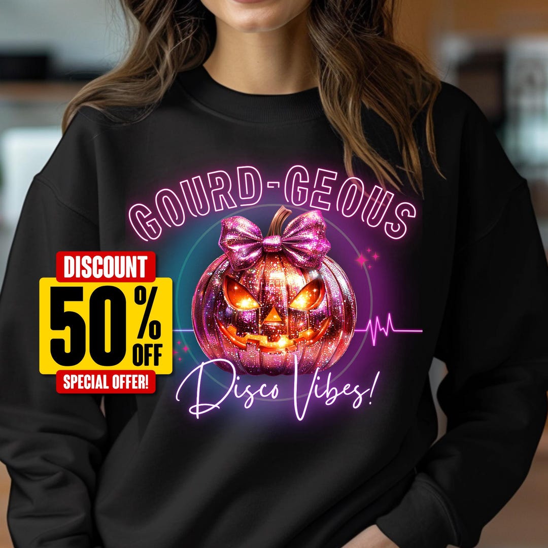 Gourd-geous Disco Vibes Pumpkin, Retro Halloween Design, Disco Pumpkin ...