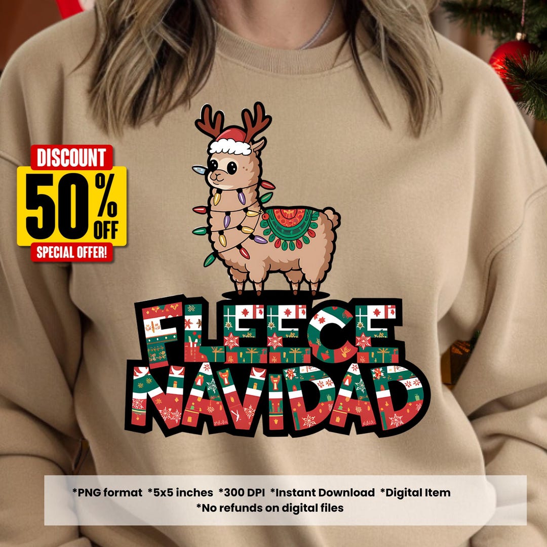 Fleece Navidad Llama Christmas Sublimation Design Png, Feliz Navidad ...