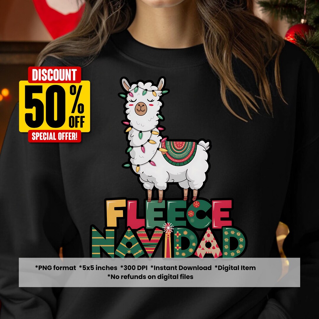 Fleece Navidad Llama Christmas Sublimation Design Png, Feliz Navidad ...