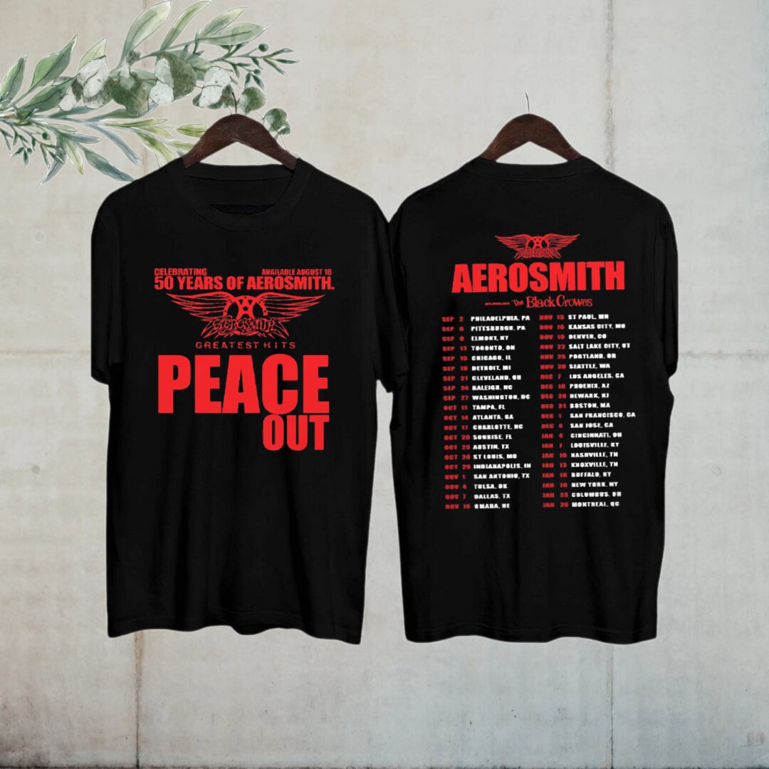 50 Years of Aerosmith Greatest Hits Peace Out T-shirt, Aerosmith Peace ...