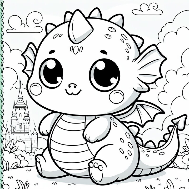 Chibi Dragon Coloring Book - Etsy