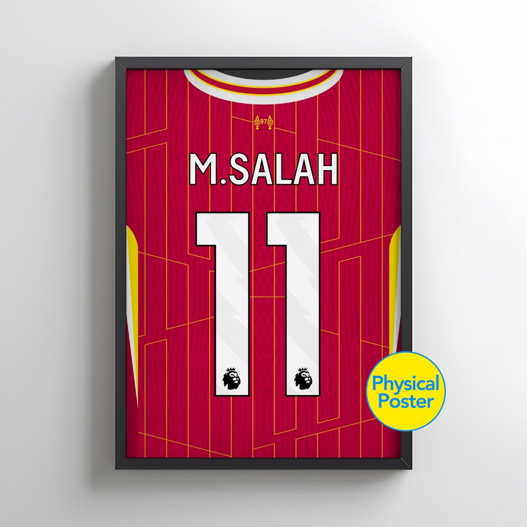 Liverpool 24/25 Mohamed Salah Kit / Jersey Physical Framed Poster. - Etsy