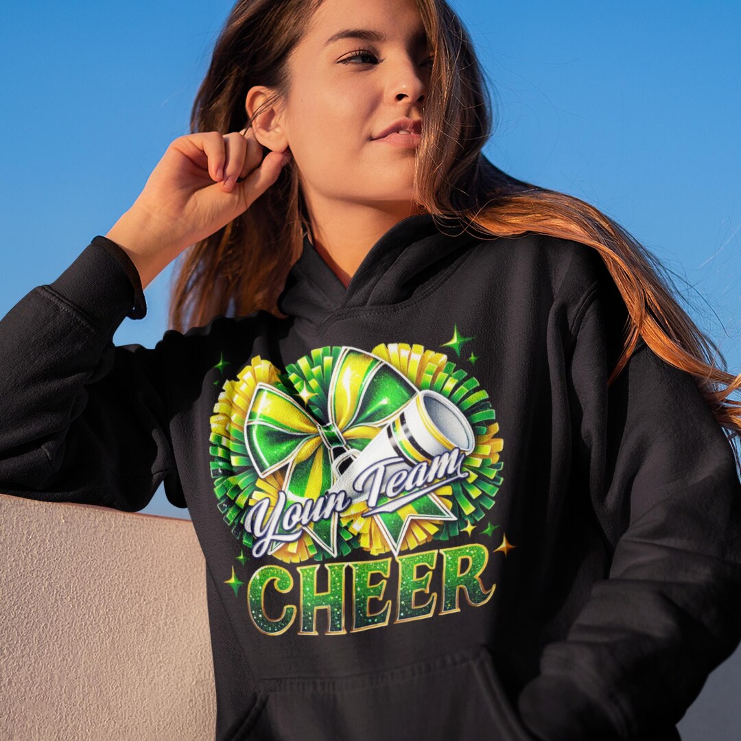 Personalized Green Yellow Cheer Bow PNG | Custom Cheerleading ...