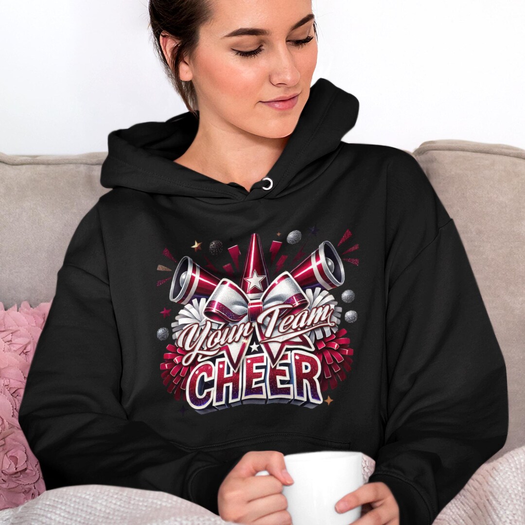 Personalized Maroon White Cheer Bow PNG, Custom Cheerleading Digital ...