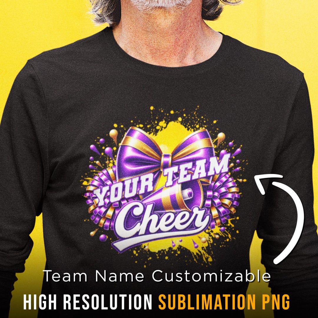 Personalized Purple Gold Cheer Bow PNG | Custom Cheerleading Team ...