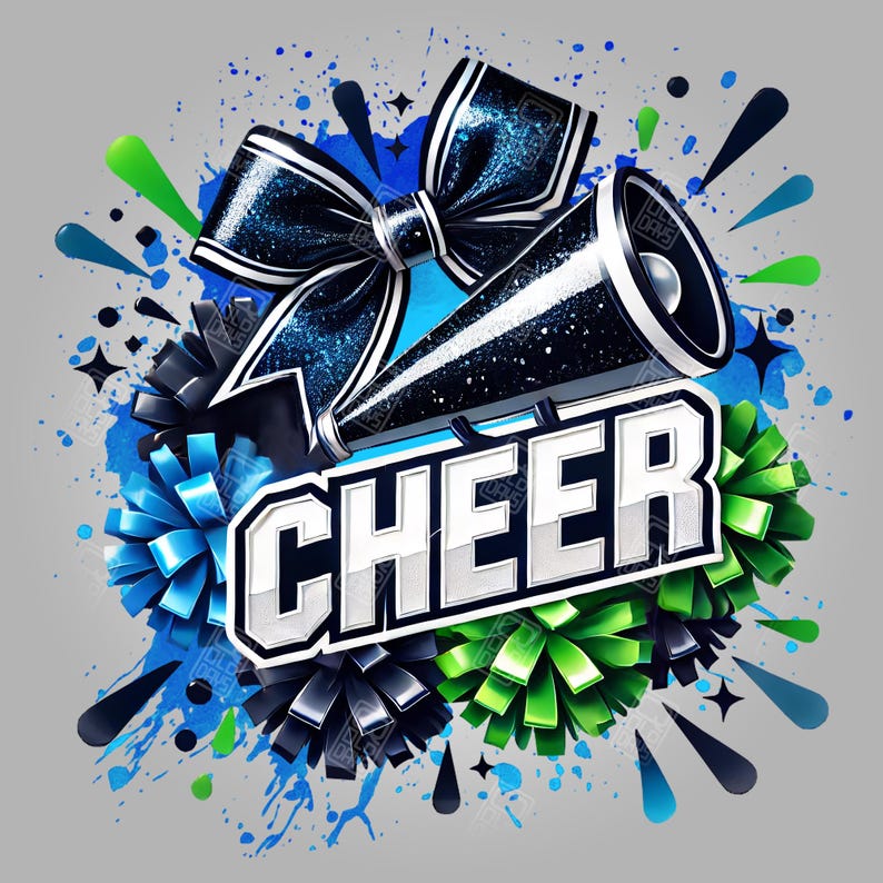 Navy Blue Action Green Cheerleading PNG Cheer Design Sublimation ...