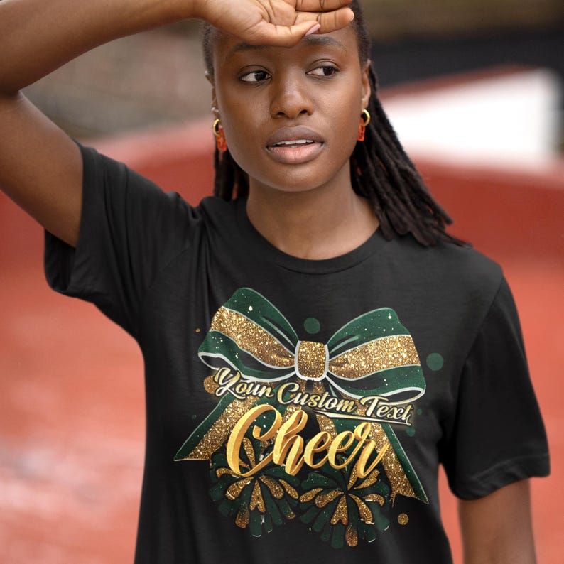 Custom Cheer Green Gold PNG | Personalized Text Cheerleading Digital ...