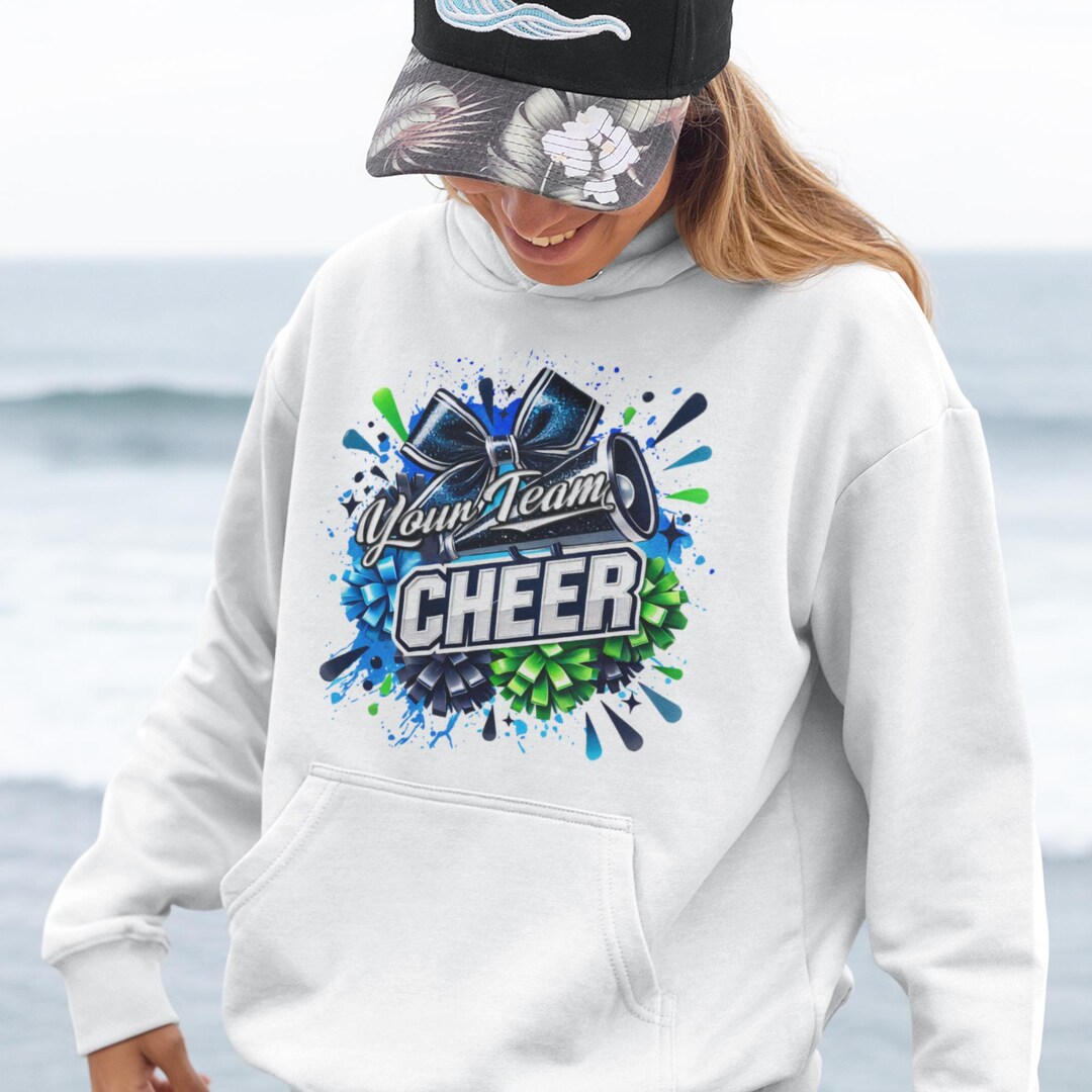 Personalized Navy Blue, Action Green Cheer Bow PNG: Custom Team Spirit ...