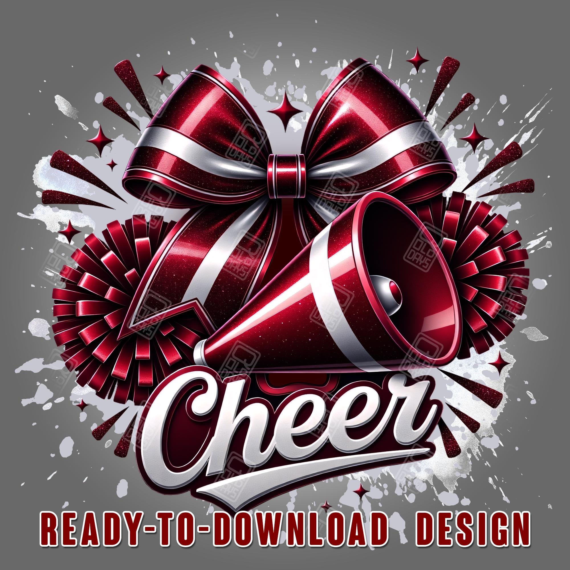 Personalized Maroon & White Cheer Bow PNG: Team Spirit Sublimation ...