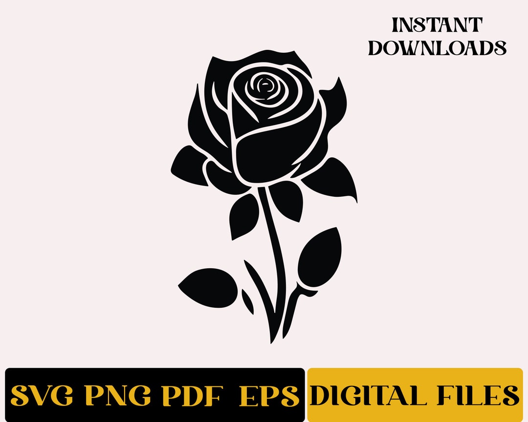 Black Rose Svg | Rose With Leaves Svg | Rose Flower Svg | Rose Vibes ...