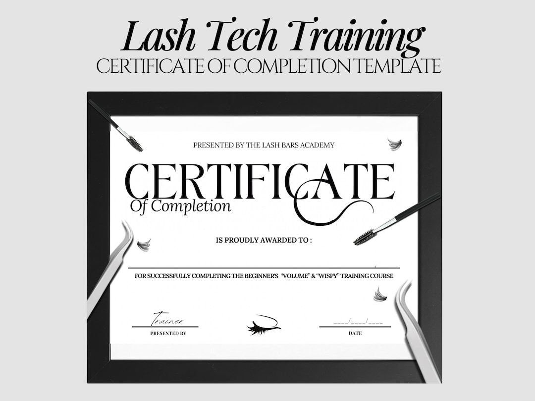 Editable Certificate of Completion, Lash Training Certificate Canva ...