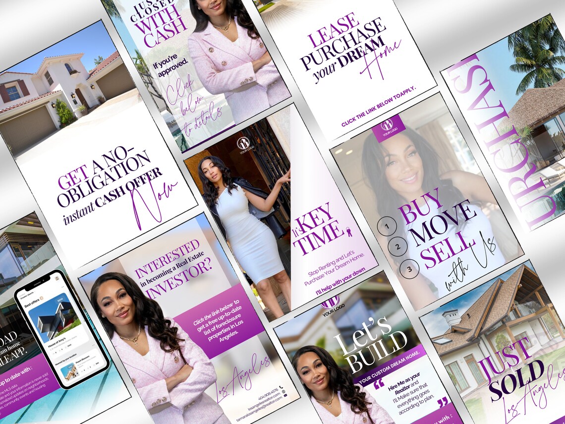 Real Estate Instagram Posts & Stories Templates for Canva | Realtor ...