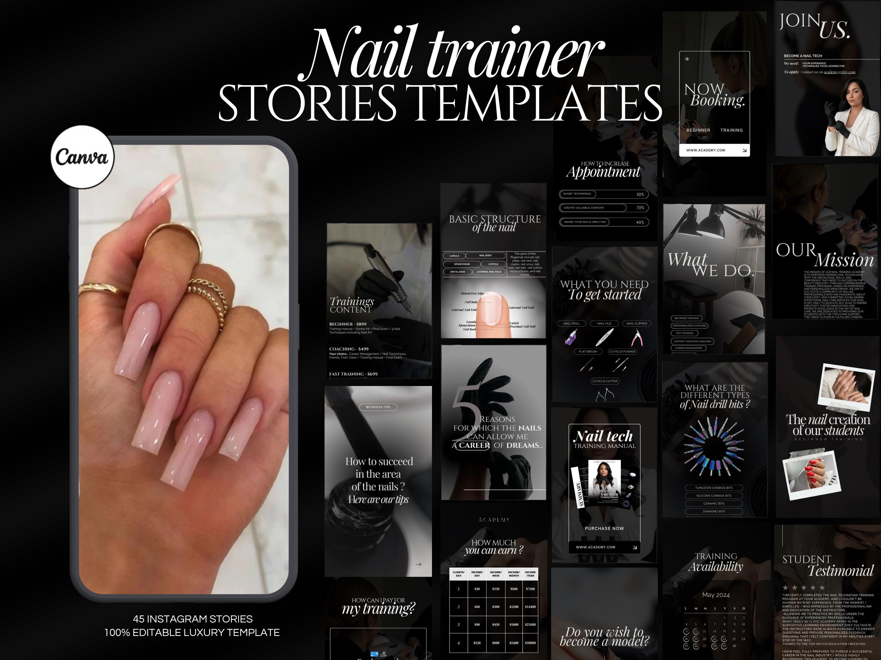 Nail Trainer Instagram Stories Templates | Nail Course Stories | Nail ...