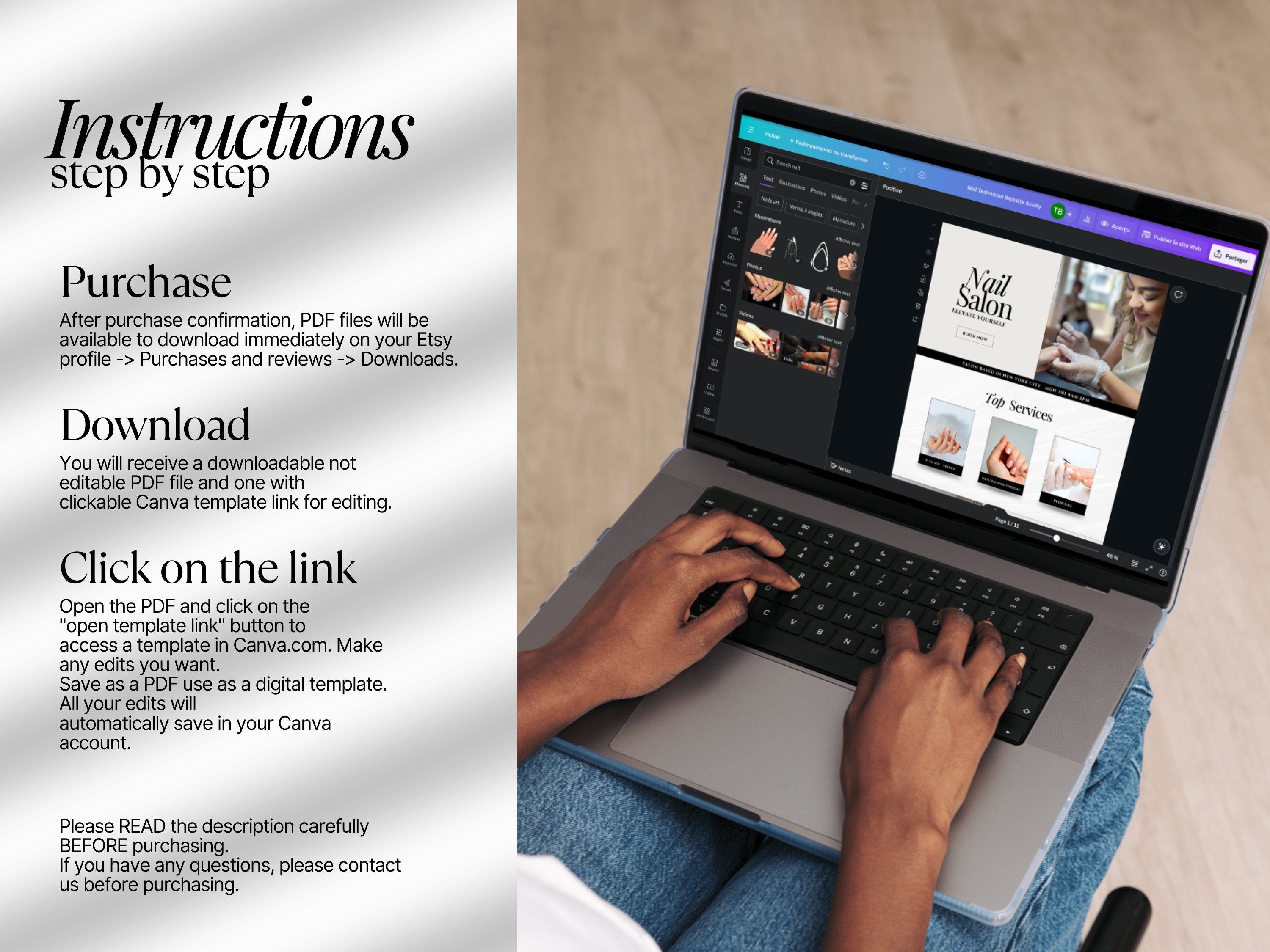 Nail Tech Website Template, Acuity Scheduling, Canva Editable Template ...
