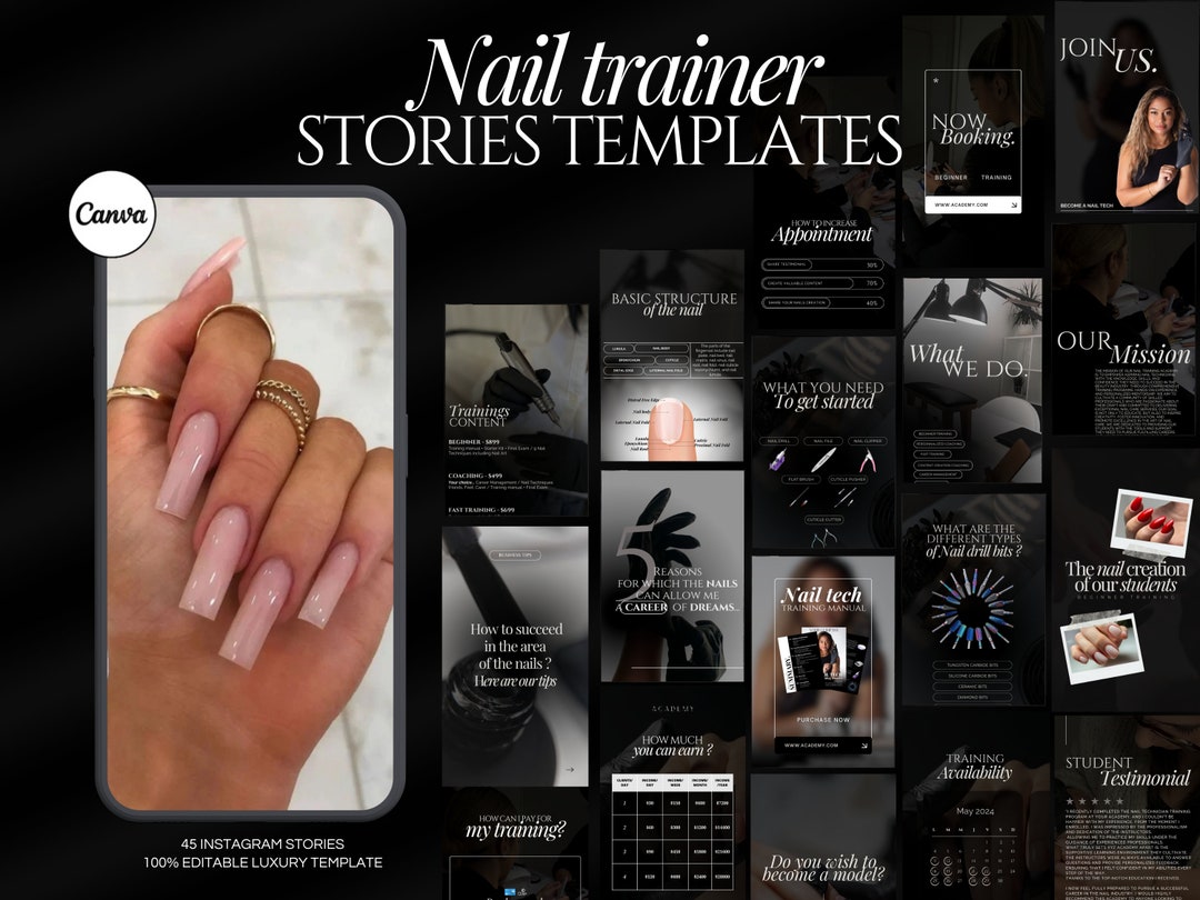 Nail Trainer Instagram Stories Templates | Nail Course Stories | Nail ...