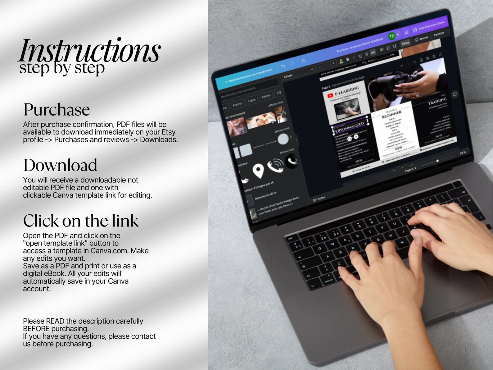 Nails Trainer Trifold Brochure Template, Printable Nails Technician ...