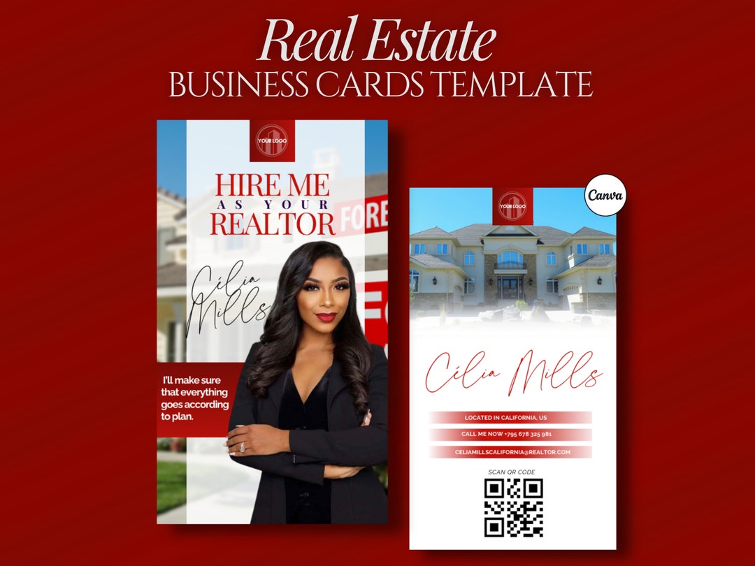 Real Estate Business Card, Modern Luxe Template, Canva Template Real ...